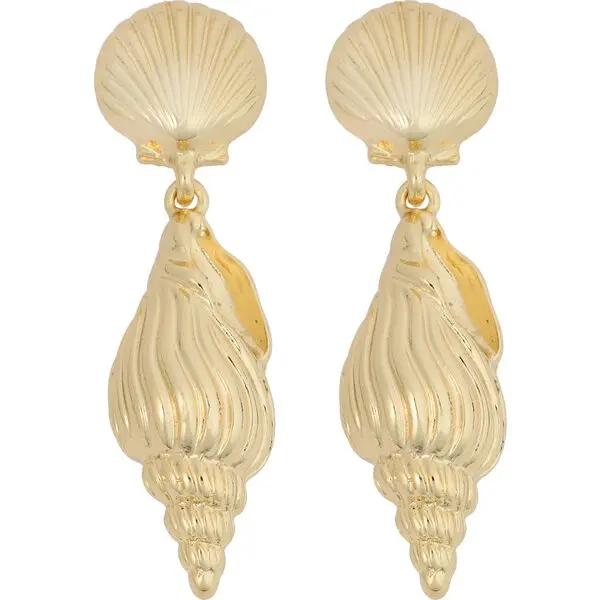 PANACEA Shell Drop Earrings - Gold