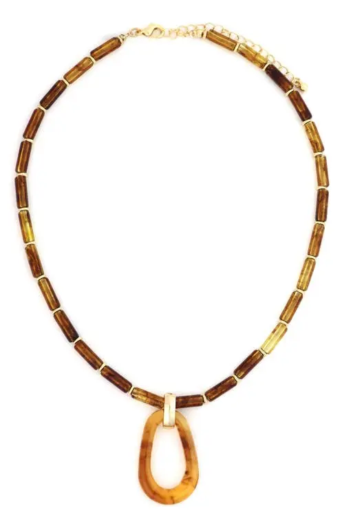 PANACEA Beaded Pendant Necklace - Brown