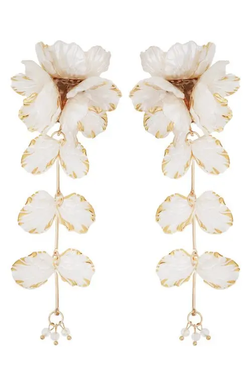 PANACEA Linear Flower Earrings - White