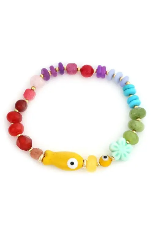 PANACEA Beaded Fish Bracelet - Rainbow Multi