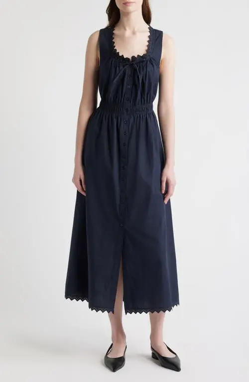 FRAME The Serene Cotton Poplin Dress - Navy