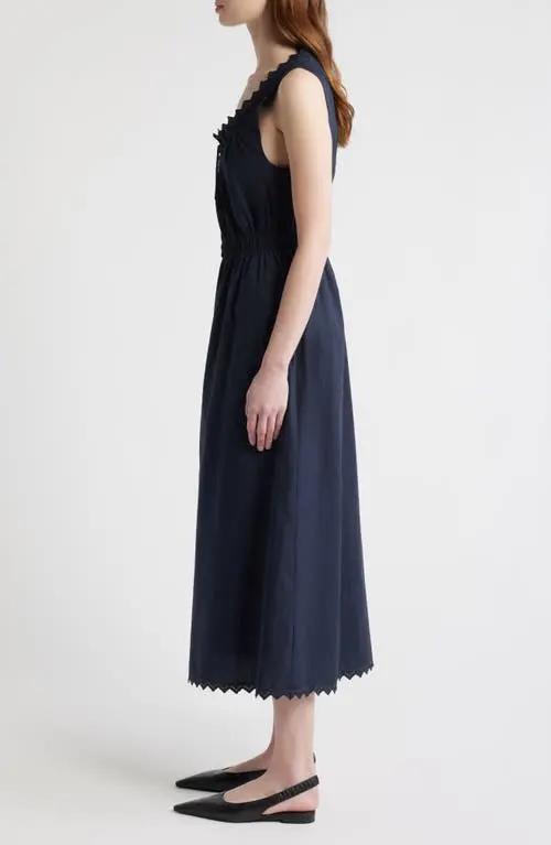 FRAME The Serene Cotton Poplin Dress - Navy