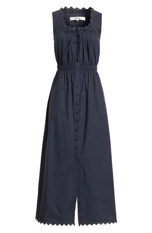FRAME The Serene Cotton Poplin Dress - Navy