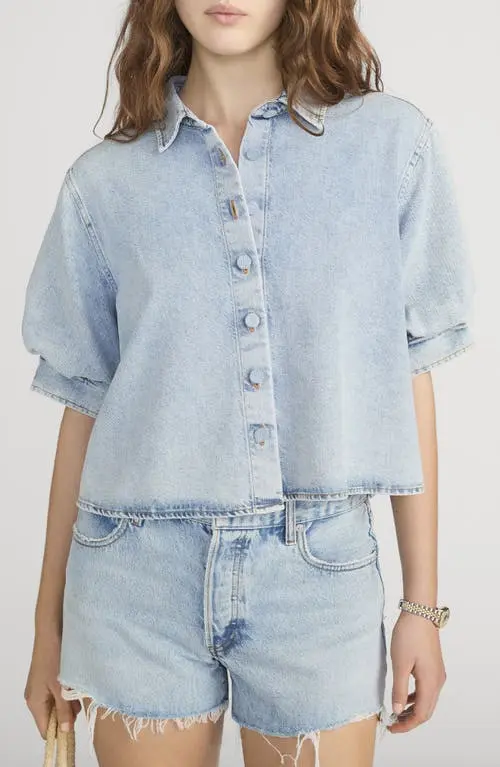 FRAME Billow Sleeve Denim Button-up Shirt - Puffin