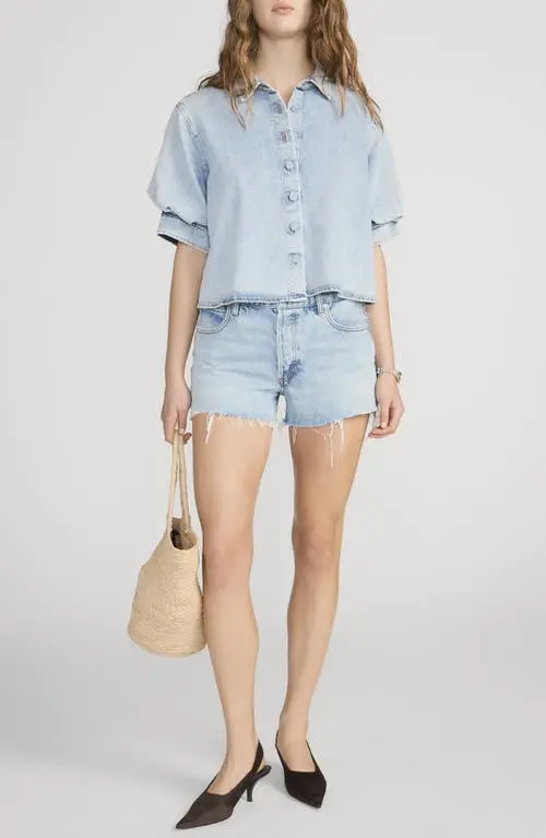 FRAME Billow Sleeve Denim Button-up Shirt - Puffin