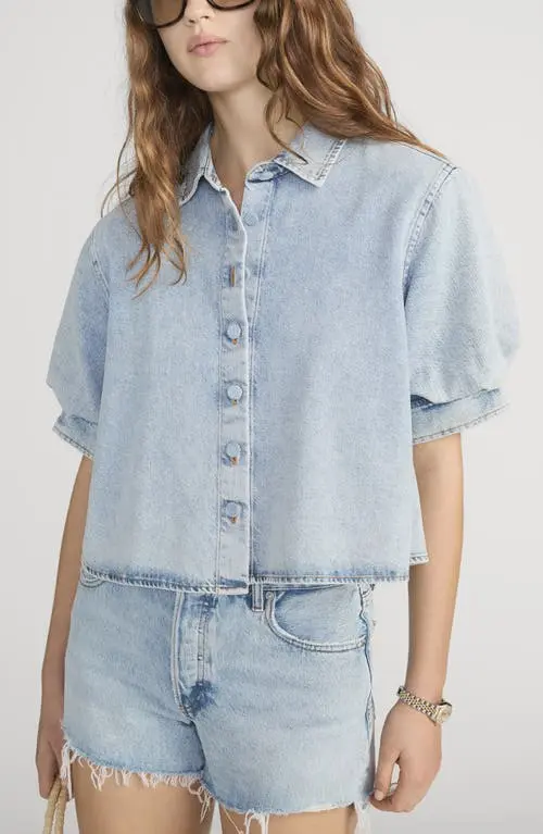 FRAME Billow Sleeve Denim Button-up Shirt - Puffin