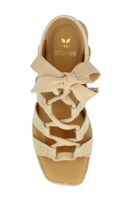 J. Reneé Garlynn Lace-up Platform Wedge Sandal - Tan