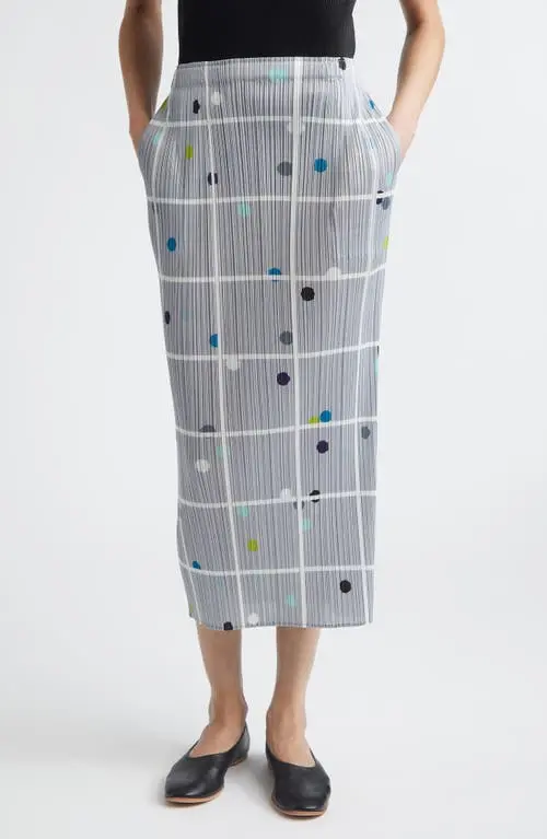 Issey Miyake Crossing Dots Print Pleated Midi Skirt