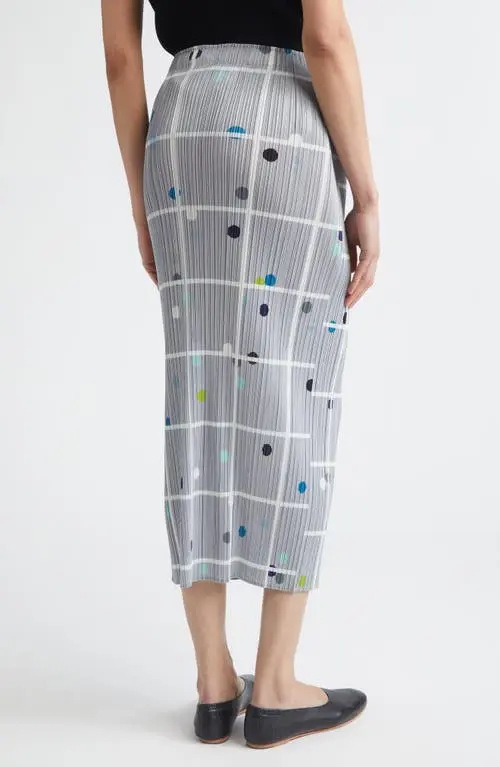 Issey Miyake Crossing Dots Print Pleated Midi Skirt