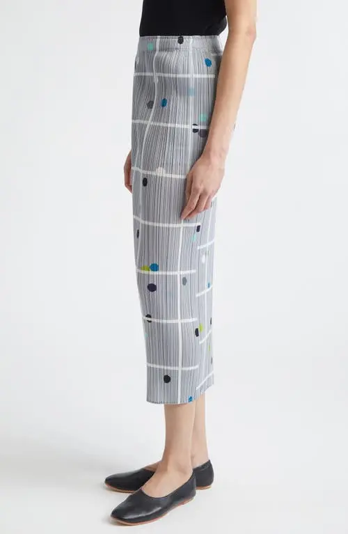 Issey Miyake Crossing Dots Print Pleated Midi Skirt