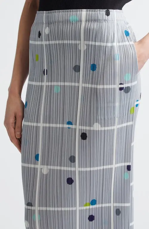 Issey Miyake Crossing Dots Print Pleated Midi Skirt
