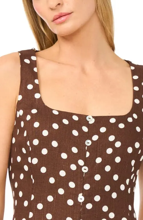 Halogen Polka Dot Sleeveless A-line Dress - Chicory Coffee
