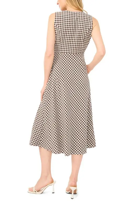 Halogen Gingham Sleeveless Faux Wrap Dress