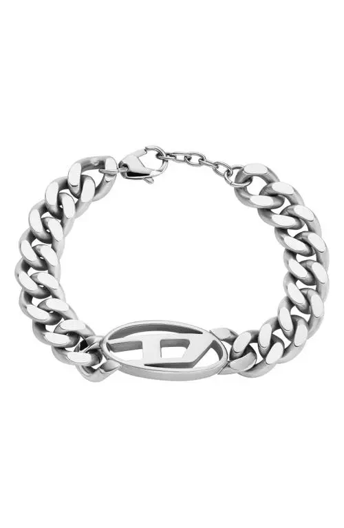 DIESEL® Oval D Logo Chain Bracelet - Silver