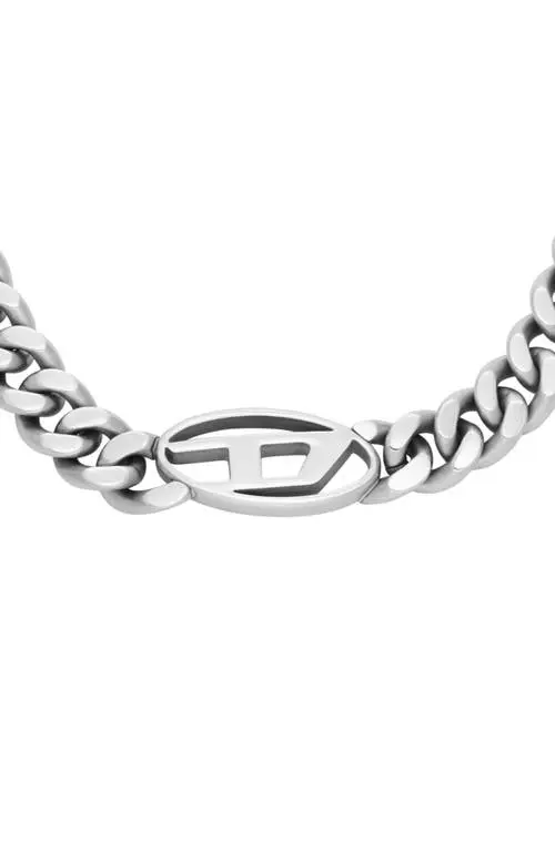 DIESEL® Oval D Logo Chain Choker Necklace