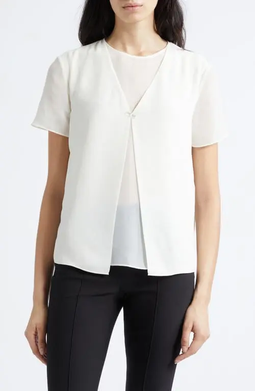 Emporio Armani Techno Georgette Top - Ivory