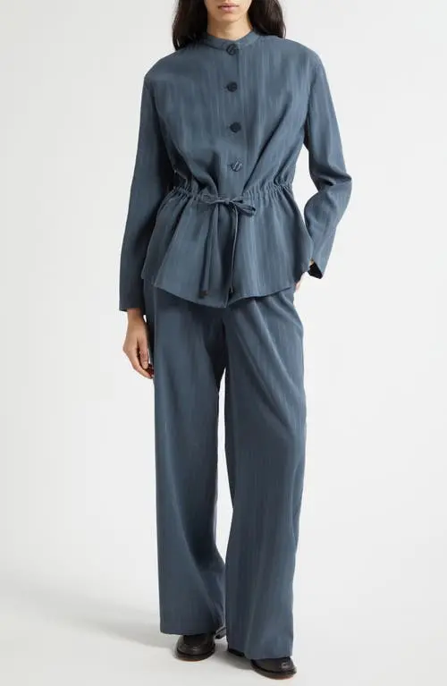 Emporio Armani Pinstripe Drawstring Waist Jacket
