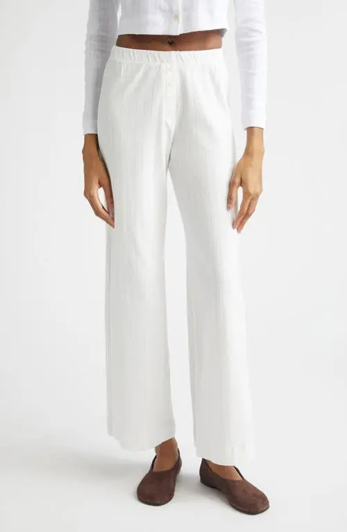 LESET Cotton Pointelle Boxer Pants - White
