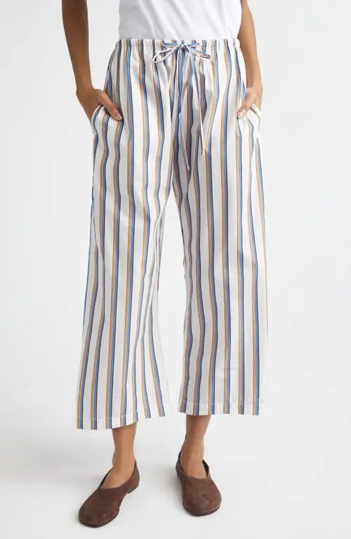 LESET Yoshi Stripe Cotton-lyocell Blend Drawstring Pants - Parch/choco/blue Stripe