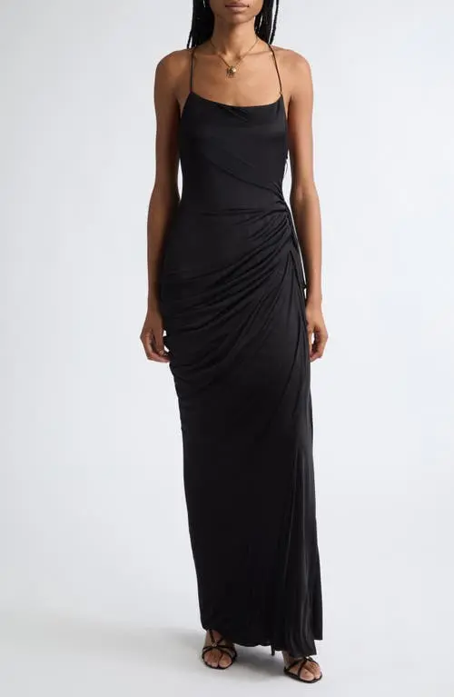 Versace Liquid Drape Jersey Gown - Black