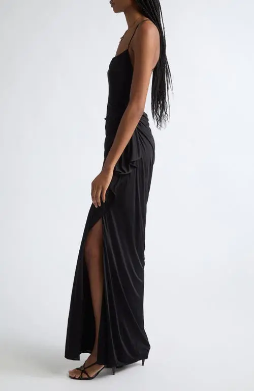 Versace Liquid Drape Jersey Gown - Black