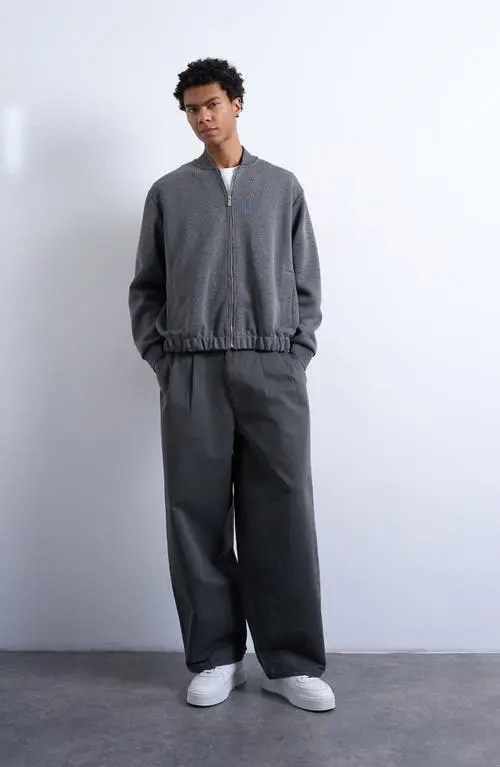Topman Super Baggy Wide Leg Cotton Twill Pants - Khaki