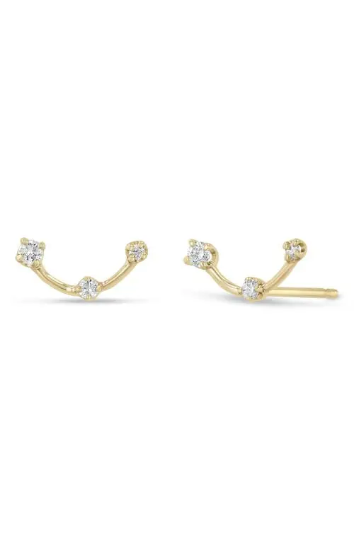 Zoe Chicco 14k Gold Diamond Curved Stud Earrings - 14k Yellow Gold
