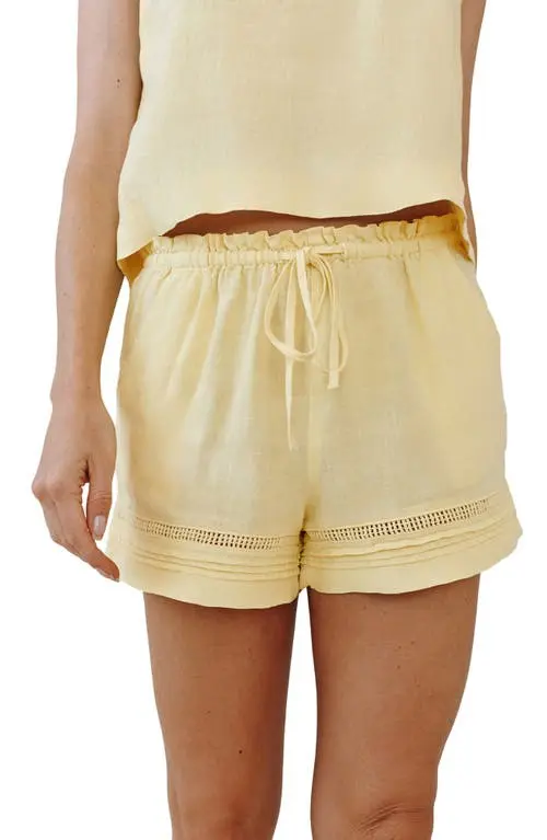Bella Dahl Lattice Pintuck Linen Shorts