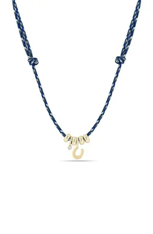 Zoe Chicco 14k Gold And Diamond Horseshoe Charm Necklace - 14k Yellow Gold