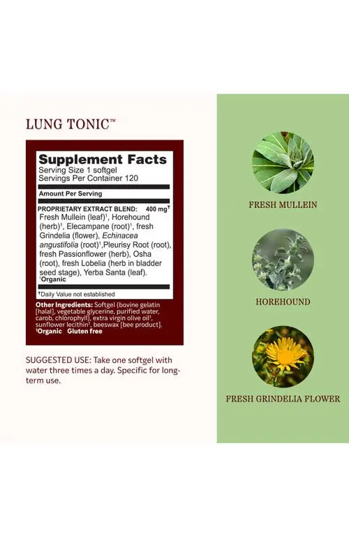 HERBS ETC. Lung Tonic Herbal Lung & Bronchial Support Softgels