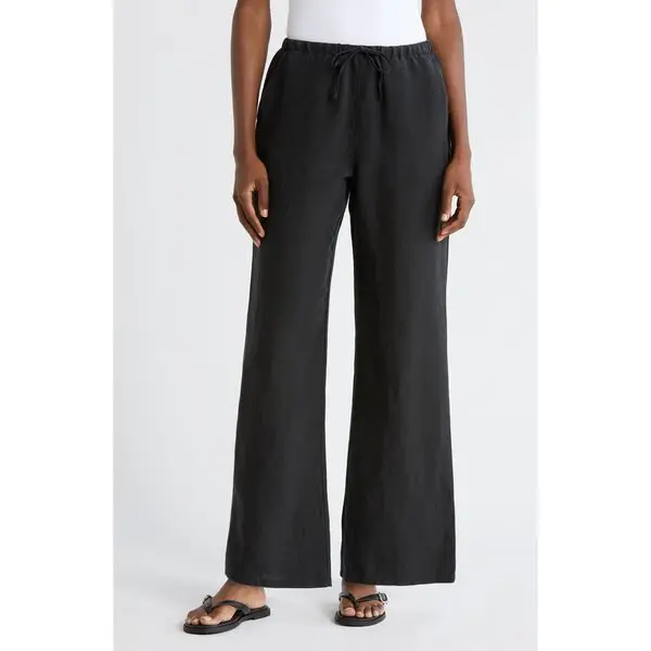 Marine Layer Linen Blend Straight-leg Pants - Black