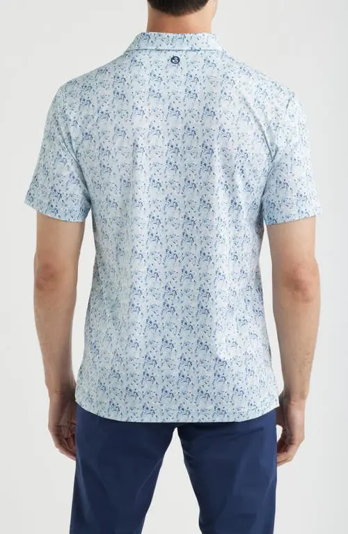 SWANNIES Sunday Floral Performance Golf Polo - Sky