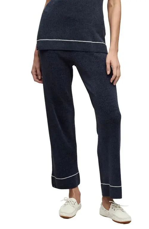 Barefoot Dreams Cozychic Ultra Lite Contrast Stripe Rib Ankle Pants - Indigo-pearl