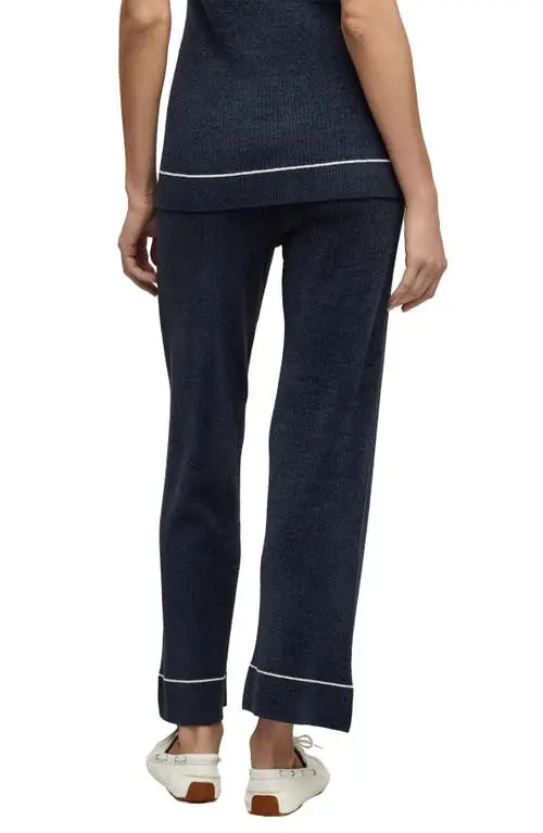 Barefoot Dreams Cozychic Ultra Lite Contrast Stripe Rib Ankle Pants - Indigo-pearl
