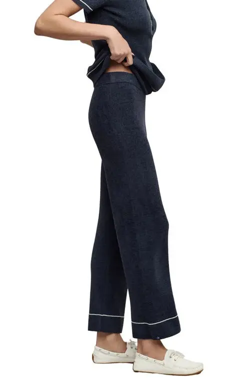 Barefoot Dreams Cozychic Ultra Lite Contrast Stripe Rib Ankle Pants - Indigo-pearl