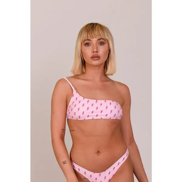 OOSC Strike Of Luck Cold Shoulder Bikini Top - Medium Pink