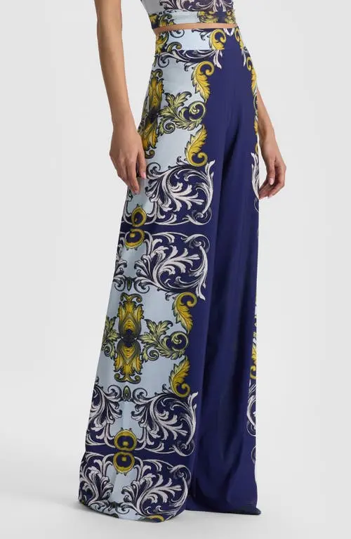 Alice + Olivia Athena Scarf Print Wide-leg Pants - Antique Scroll