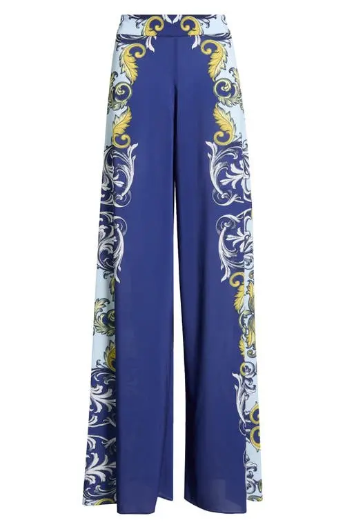 Alice + Olivia Athena Scarf Print Wide-leg Pants - Antique Scroll