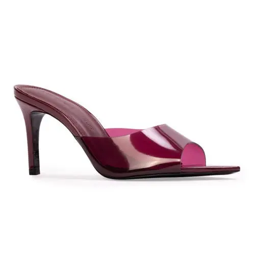 BLACK SUEDE STUDIO Belle Sandal Pointy Toe Slip-on Mule With Pvc Detail - Ruby Patent Leather