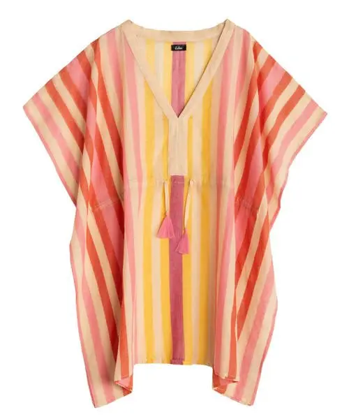 Echo Cabana Stripe Caftan - Beach Pink