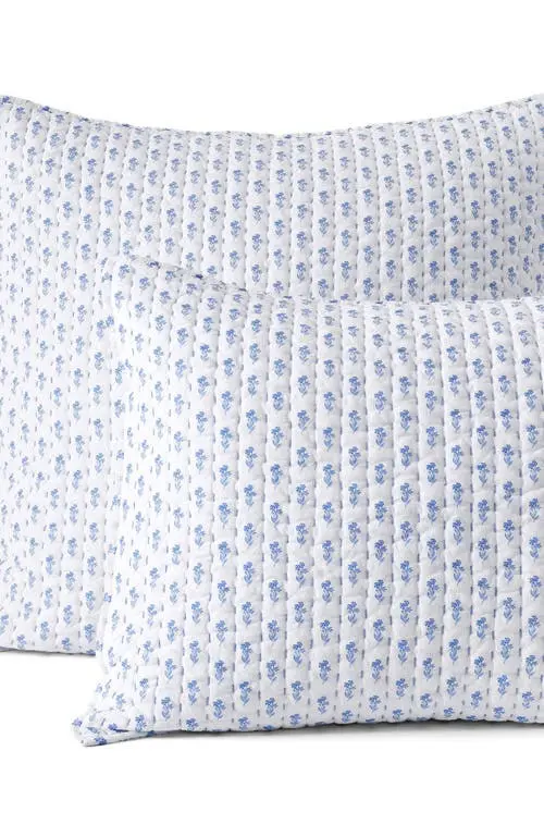 LANDS' END Seed Stitch Quilt - Clear Blue Floral Stripe