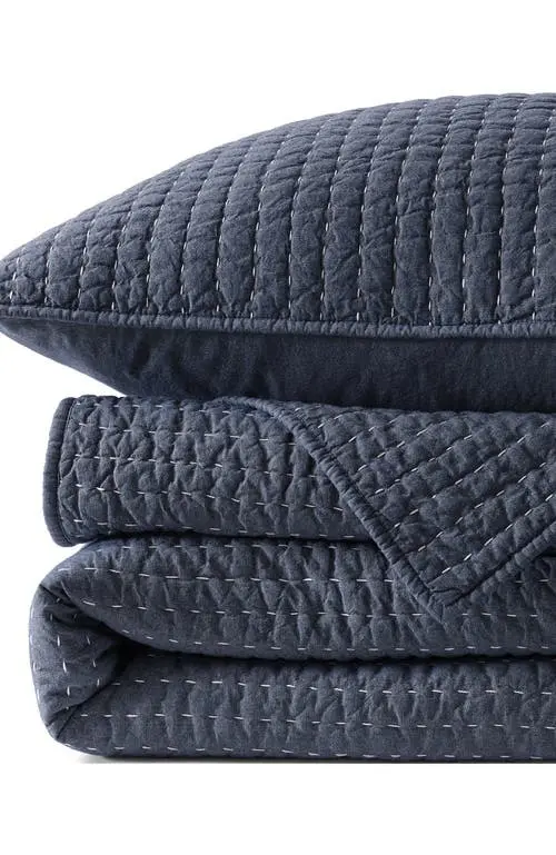 LANDS' END Seed Stitch Quilt - Dark Chambray