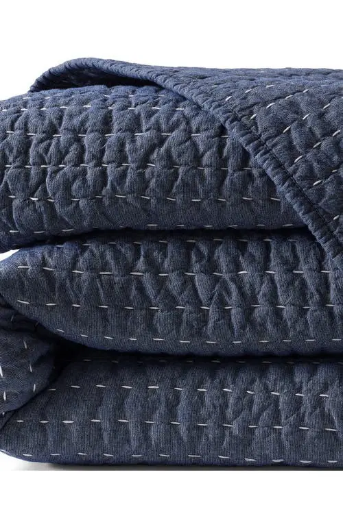 LANDS' END Seed Stitch Quilt - Dark Chambray