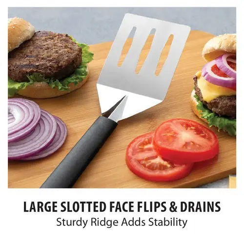 RADA Cutlery Turnover Large Faced Slotted Turner Spatula - Black