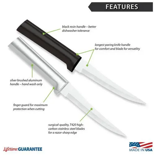 RADA Cutlery 4.375-inch Super Parer Stainless Steel Blade - Black