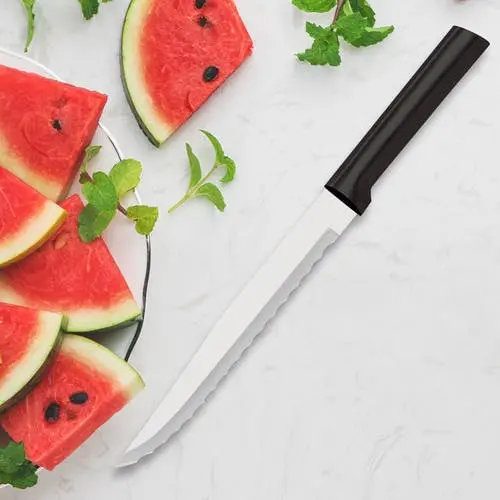 RADA Cutlery 7-inch Serrated Slicer Stainless Steel Blade - Black