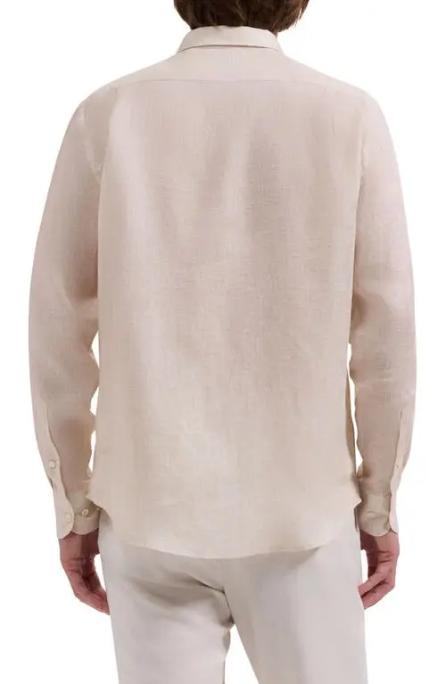 Bugatchi Axel Trim Fit Linen Jacquard Button-up Shirt - Almond