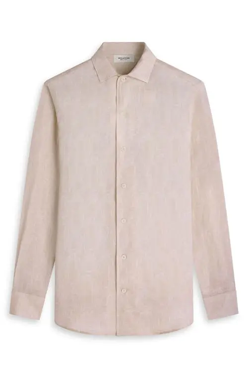 Bugatchi Axel Trim Fit Linen Jacquard Button-up Shirt - Almond