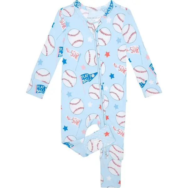 POSH PEANUT Fitted Convertible One-piece Pajamas - Blue