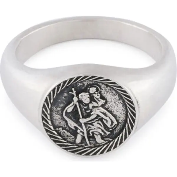 SERGE DENIMES St. Christopher Sterling Signet Ring - Silver